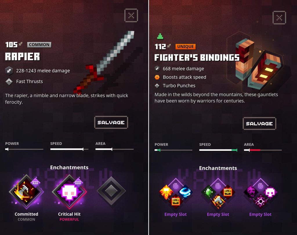 Rapier with Committed & Critical Hit - Minecraft Dungeons